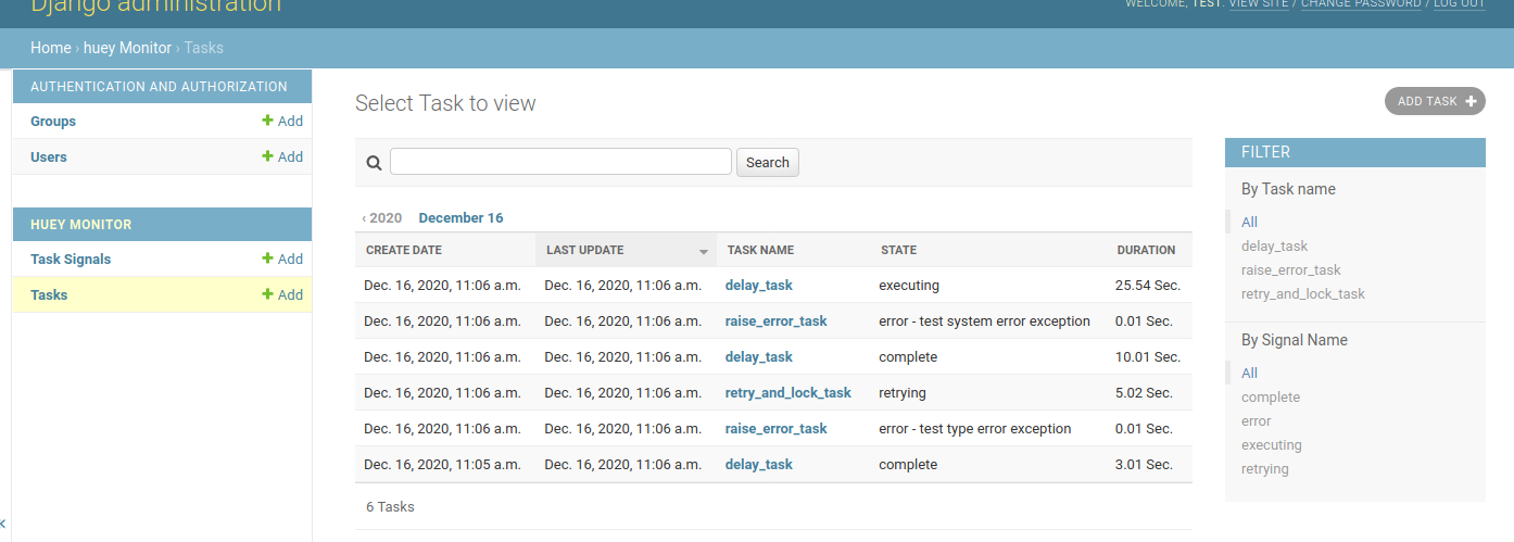 Django-Huey-Monitor screenshots | django-huey-monitor
